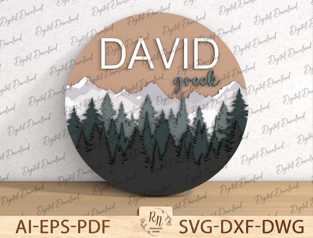 Nursery Decor Woodland Sign Svg, Pine Tree Mountain Decor, Wildlife ...
