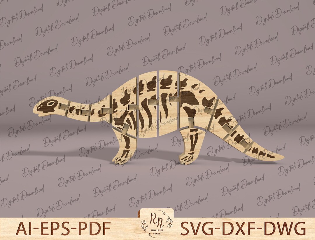 Movable Wooden Dinosaur Figure Laser Cut File, Flexible Articulated ...