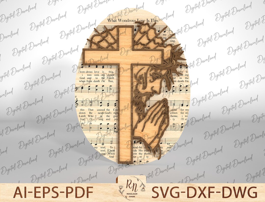 Christian Cross SVG Files, Music Sheet Easter Decor SVG, Religious ...