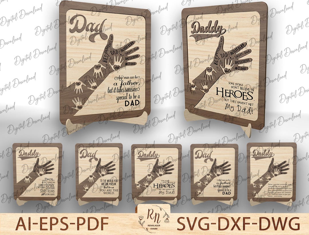 Personalized Fathers Hand Sign Lasercut, Family Hands Sign Svg, Gift ...