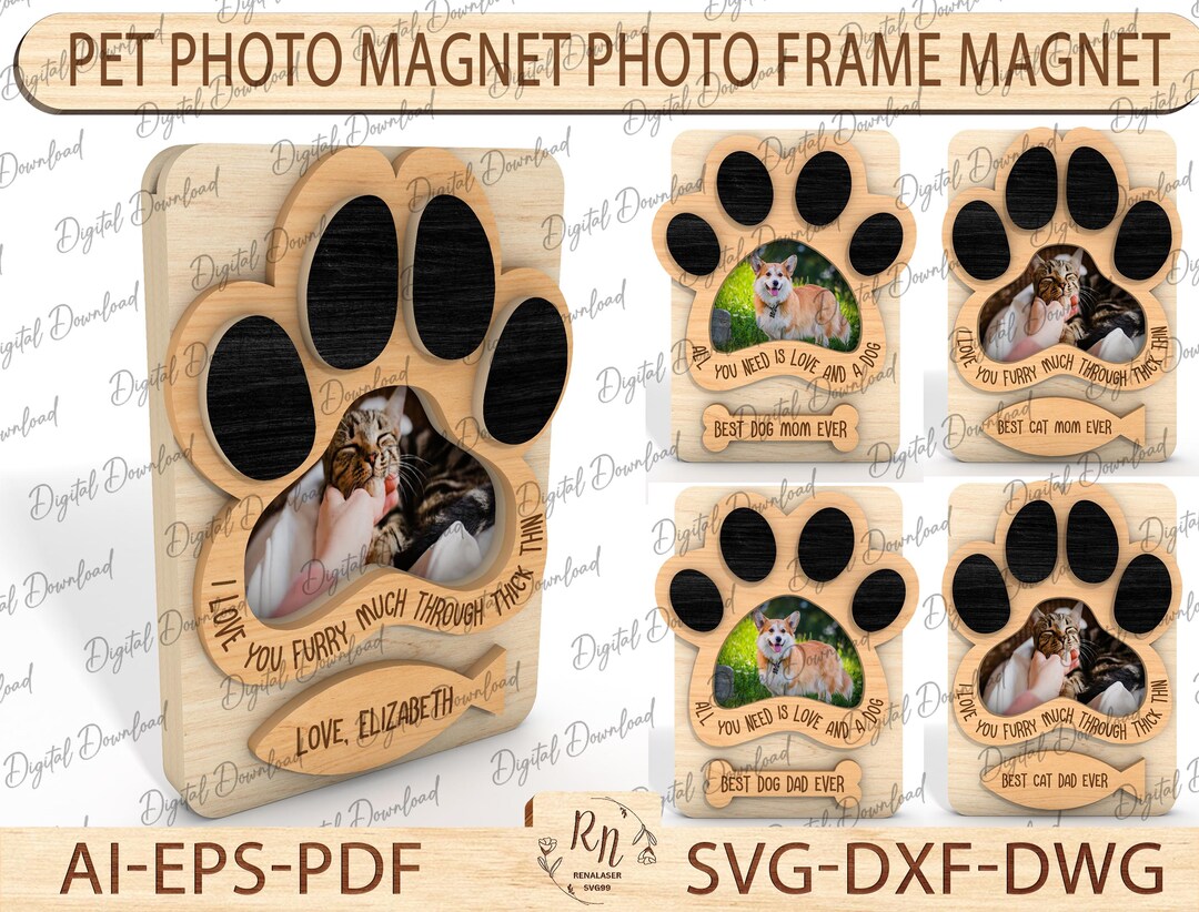 Pet Photo Magnet Photo Frame Magnet Svg , Best Dog Dad Ever Svg,pet ...