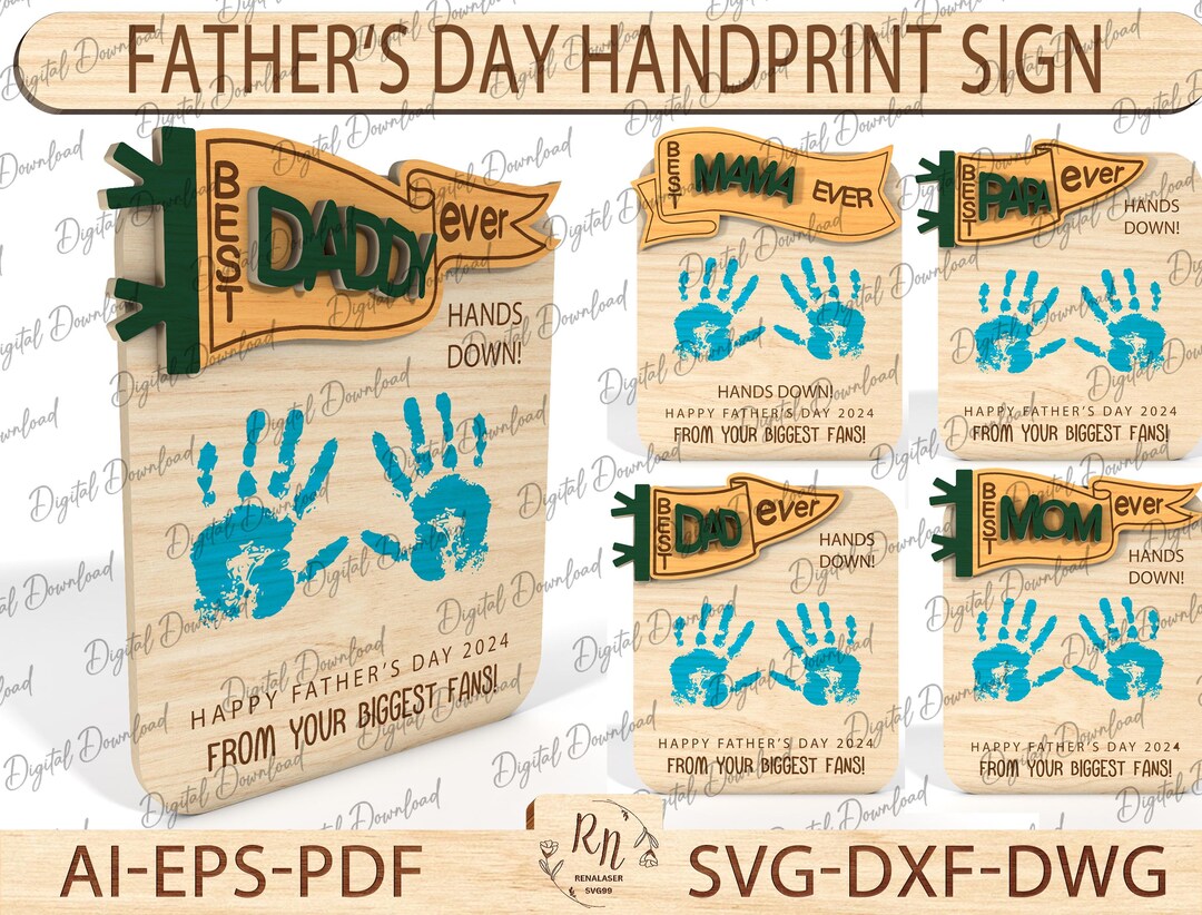 Father's Day Handprint Sign Svg, Father's Day Digital File, Gift for ...