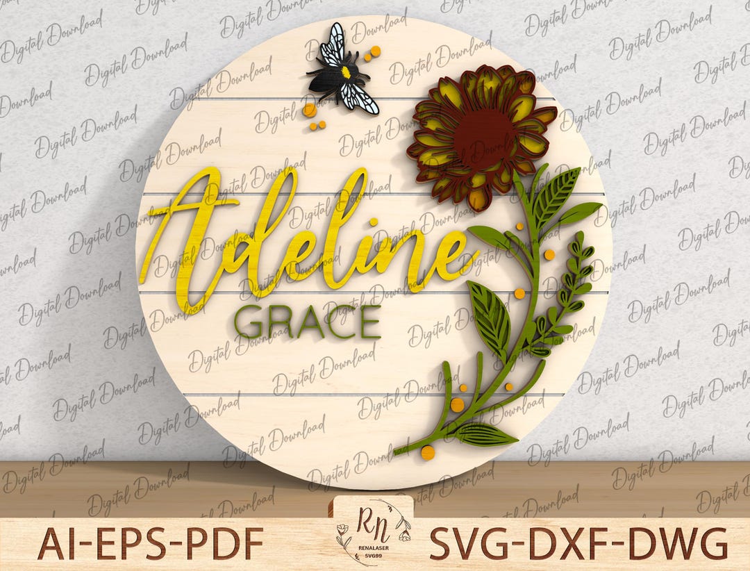 Custom Sunflower Nursery Name Sign, Baby Shower Gift Nursery Wall Art ...