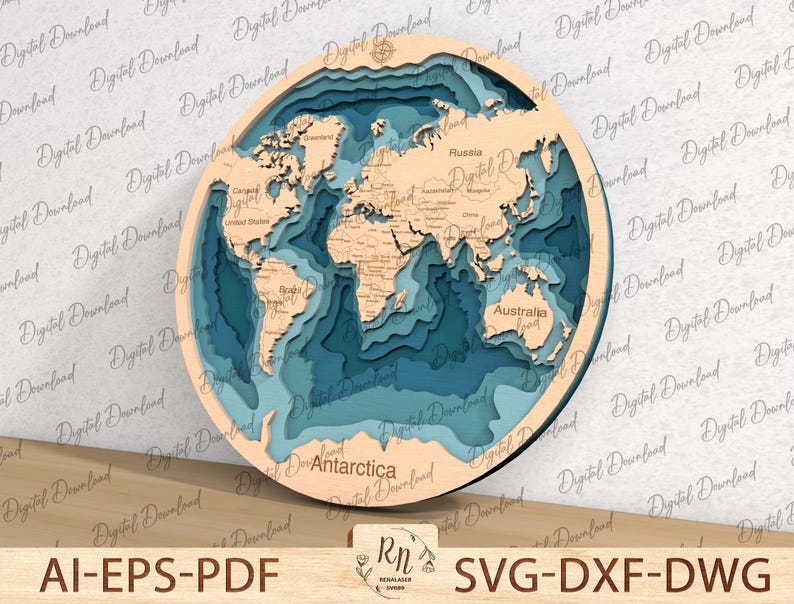 3D Wood World Map Svg, Wood Wall Decor Gift,world Map Wall Decor ...