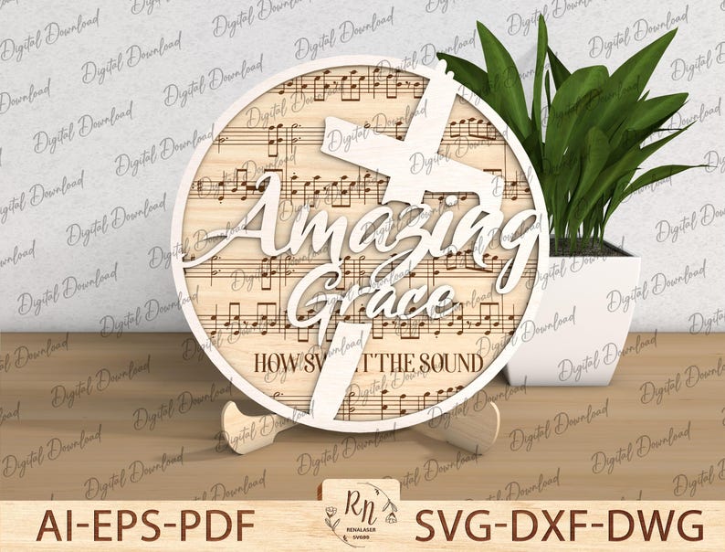 Amazing Grace Stand Decor Laser Cut File SVG, Music Faith Svg ...