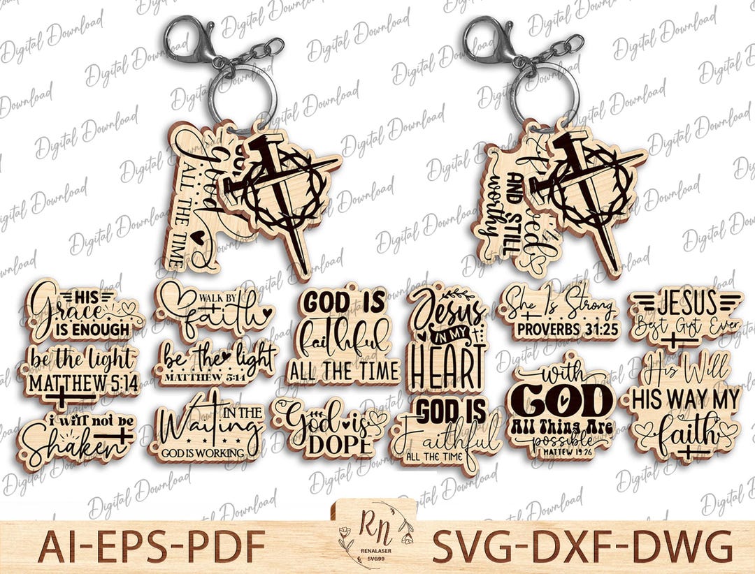 Bundle Cross & Jesus Keychain Svg, Jesus Keychain Laser Cut,christian ...