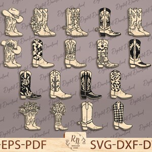 Cowboy Boots Earring SVG Laser Cut Files, Cowgirl Boots SVG, Western ...