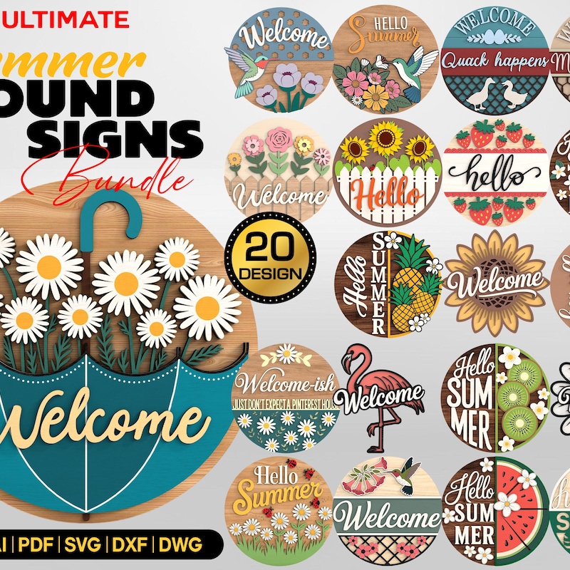 Round Wood Summer Sign - Etsy
