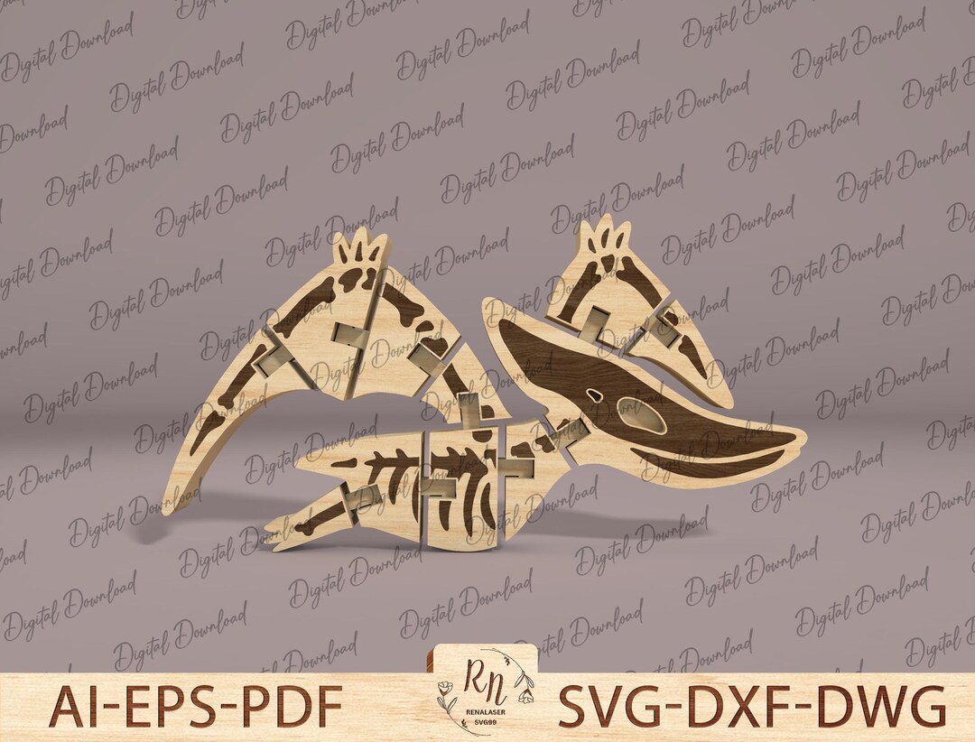 Flexible Articulated Laser Cut Toy, Movable Wooden Dinosaur Figure ...