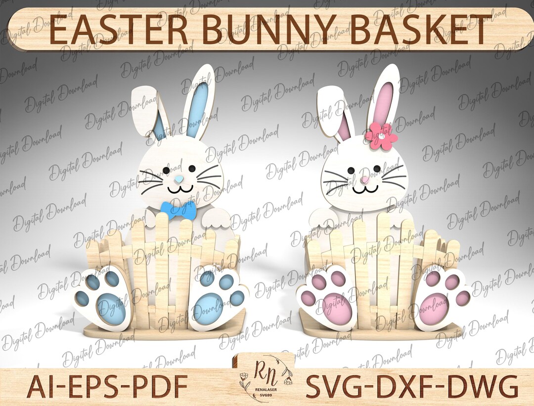 Happy Easter Bunny Box SVG, Rabbit Laser Cut Files, Glowforge Laser Cut ...