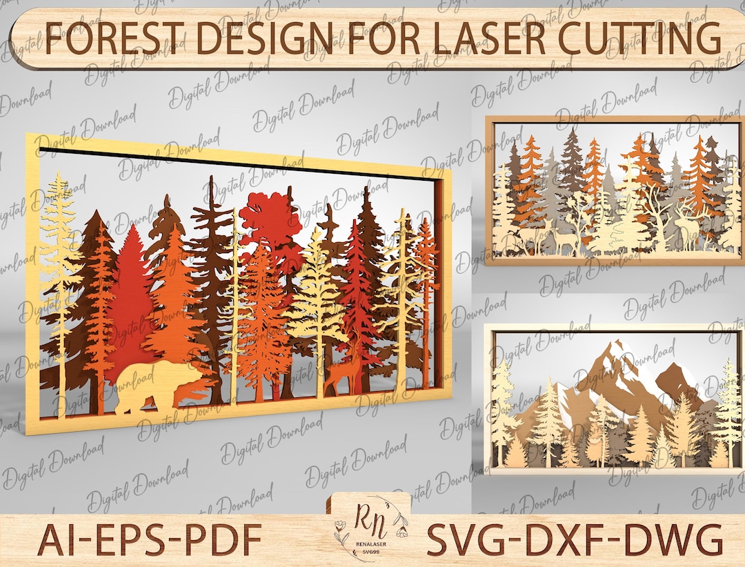 Multilayer Forest Design for Laser Cutting, Wall Hanging Trees ...