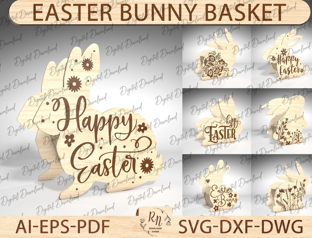 Easter Bunny Design for Laser Cut, Laser Cut Wooden Rabbit, Easter ...