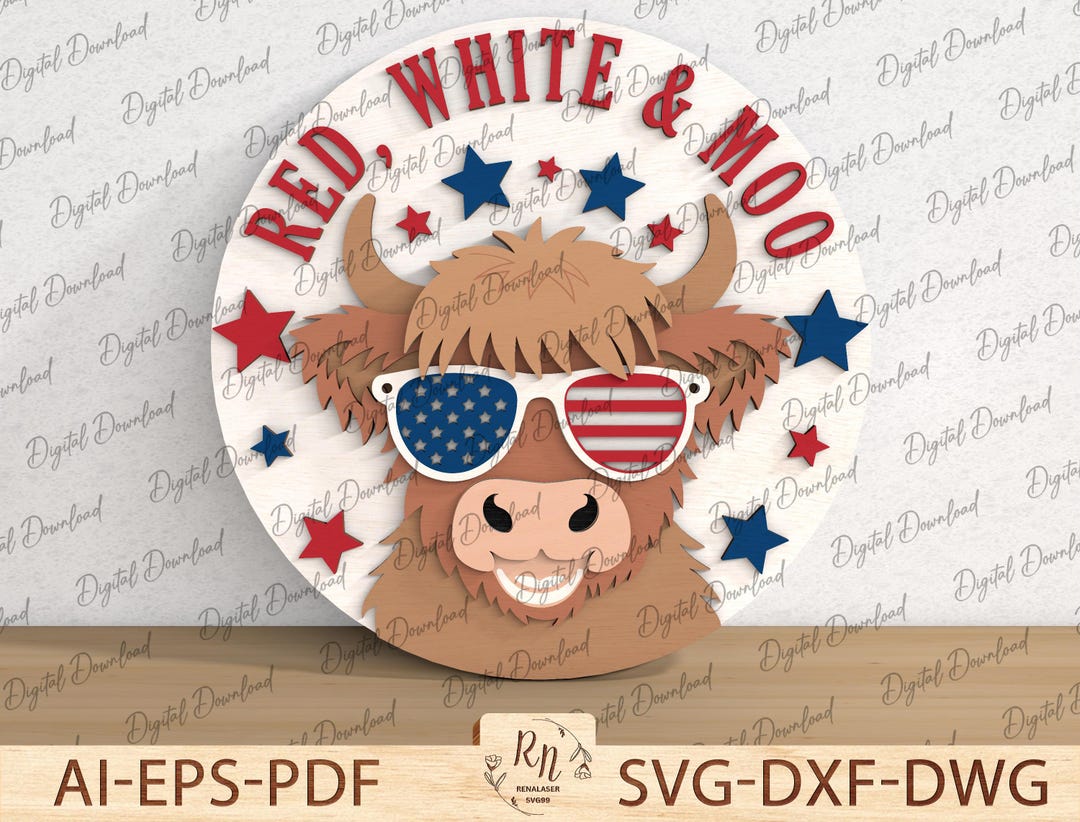 Red White & Moo SVG, Highland Cow Red White Moo Sign ,farm Animal Wall ...