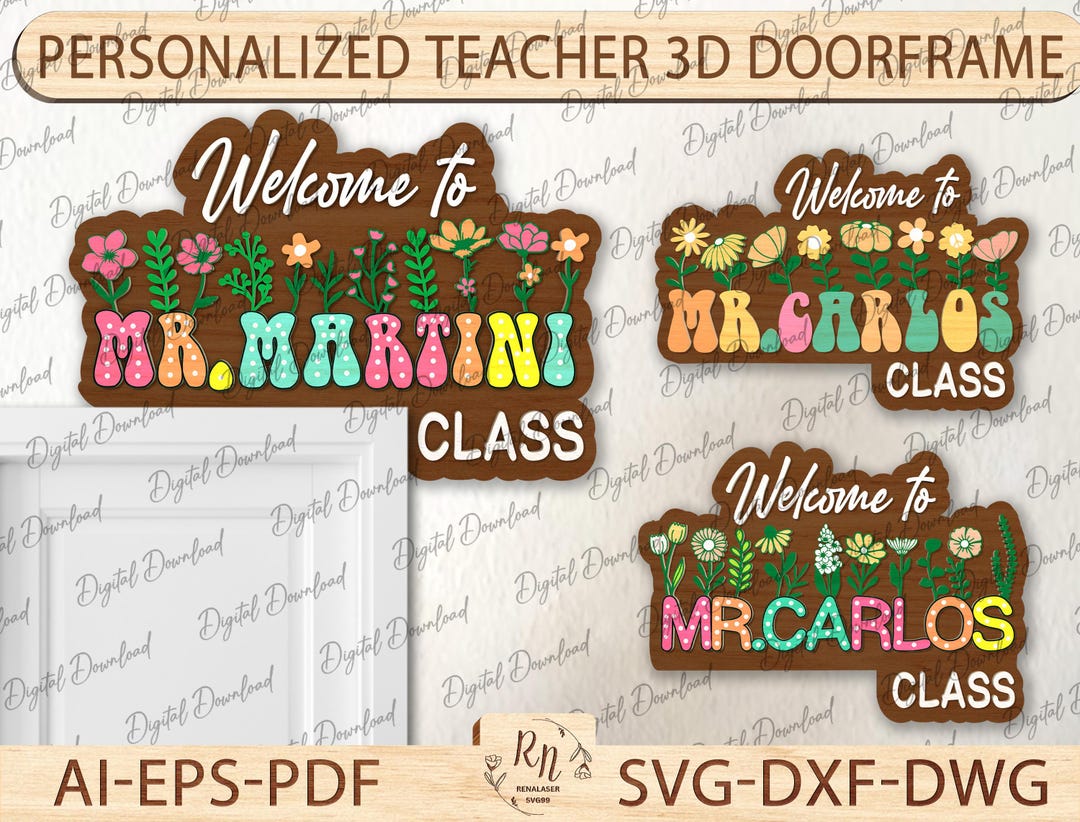 Personalized Teacher Doorframe Corner Sign, Classroom School Decor ...