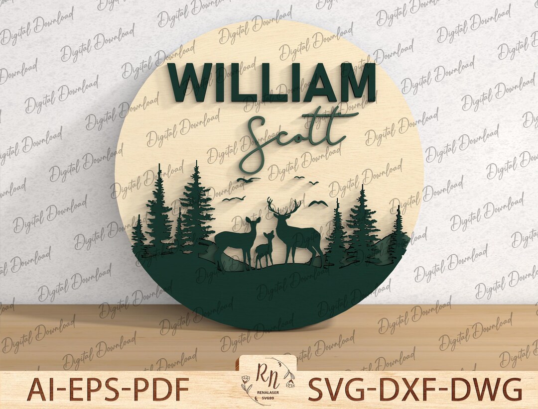 Deer Mountains Scene SVG ,deer Family Svg, Forest Deer Svg ...