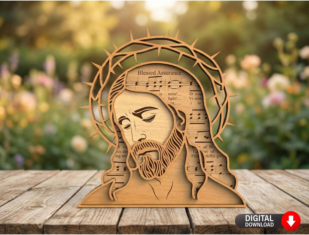 Blessed Assurance Jesus SVG | Christ Face Laser Cut File | Crown of ...