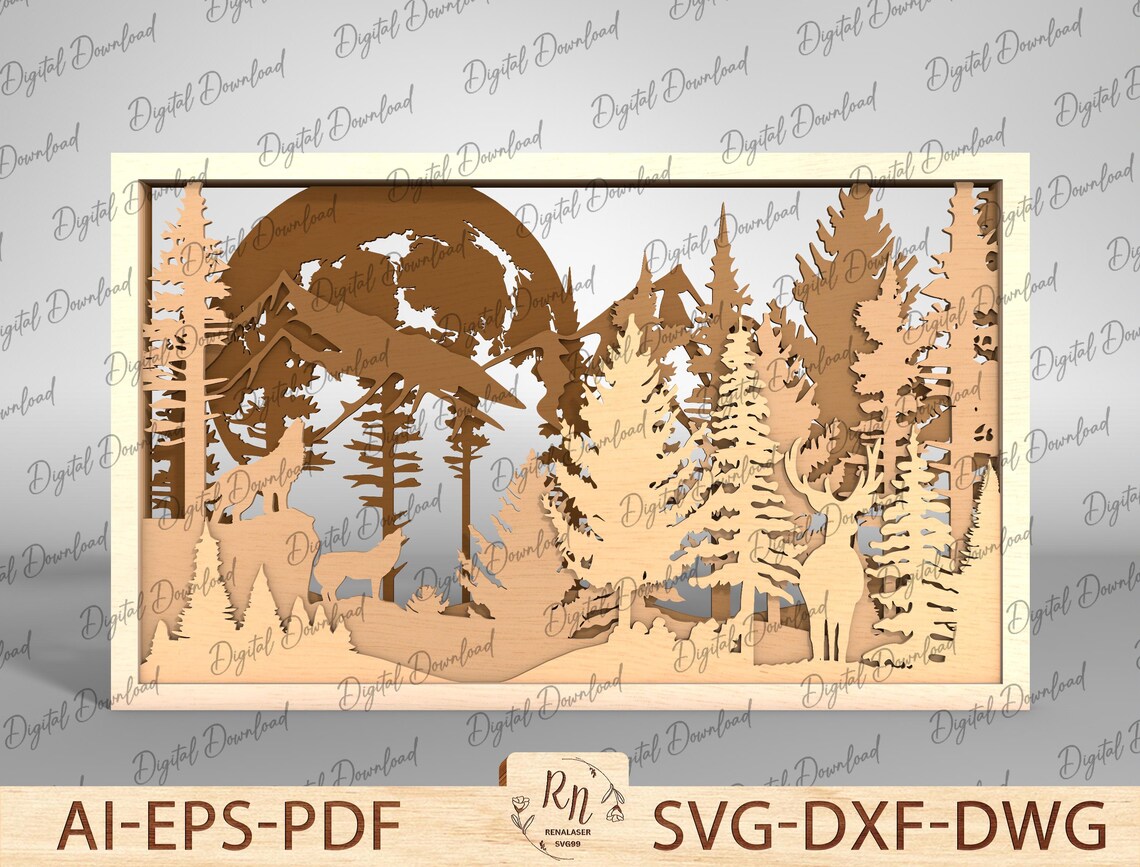 Multilayer Forest Svg Mountain Svg Wall Hanging Cut File, High Quality ...