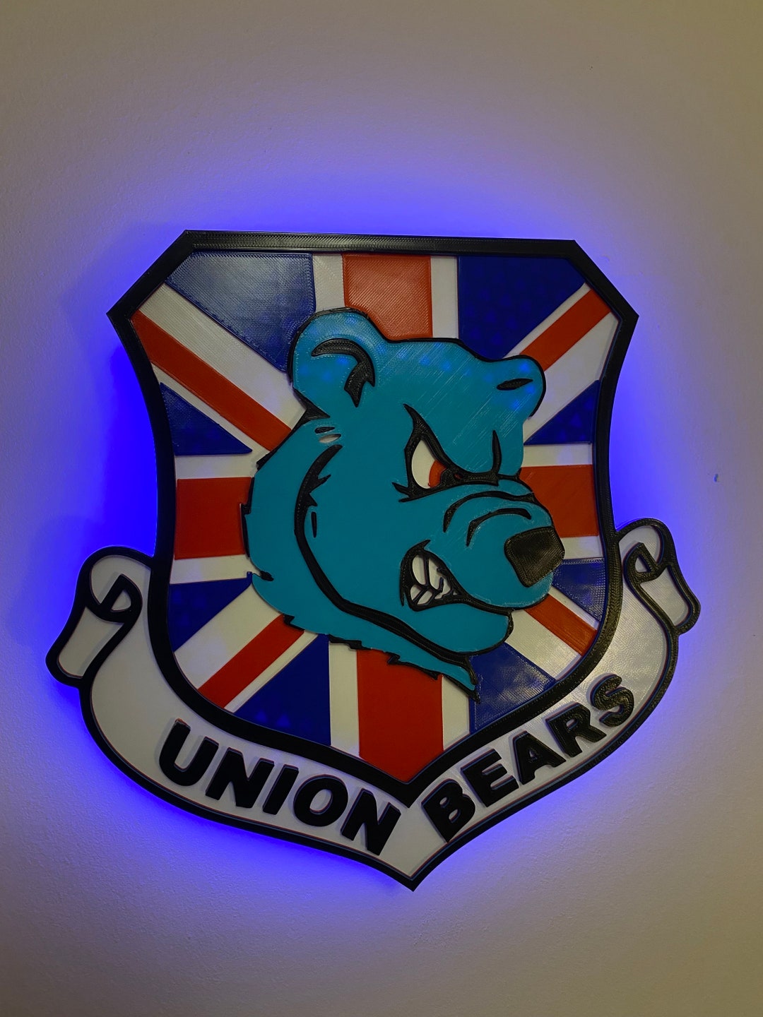 Large LED Union Bears UB07 Rangers Badge 3D for Bar, Pub, Home, Garage ...