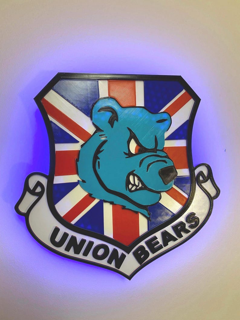 Large LED Union Bears Badge, Fan Cave Decor - Etsy