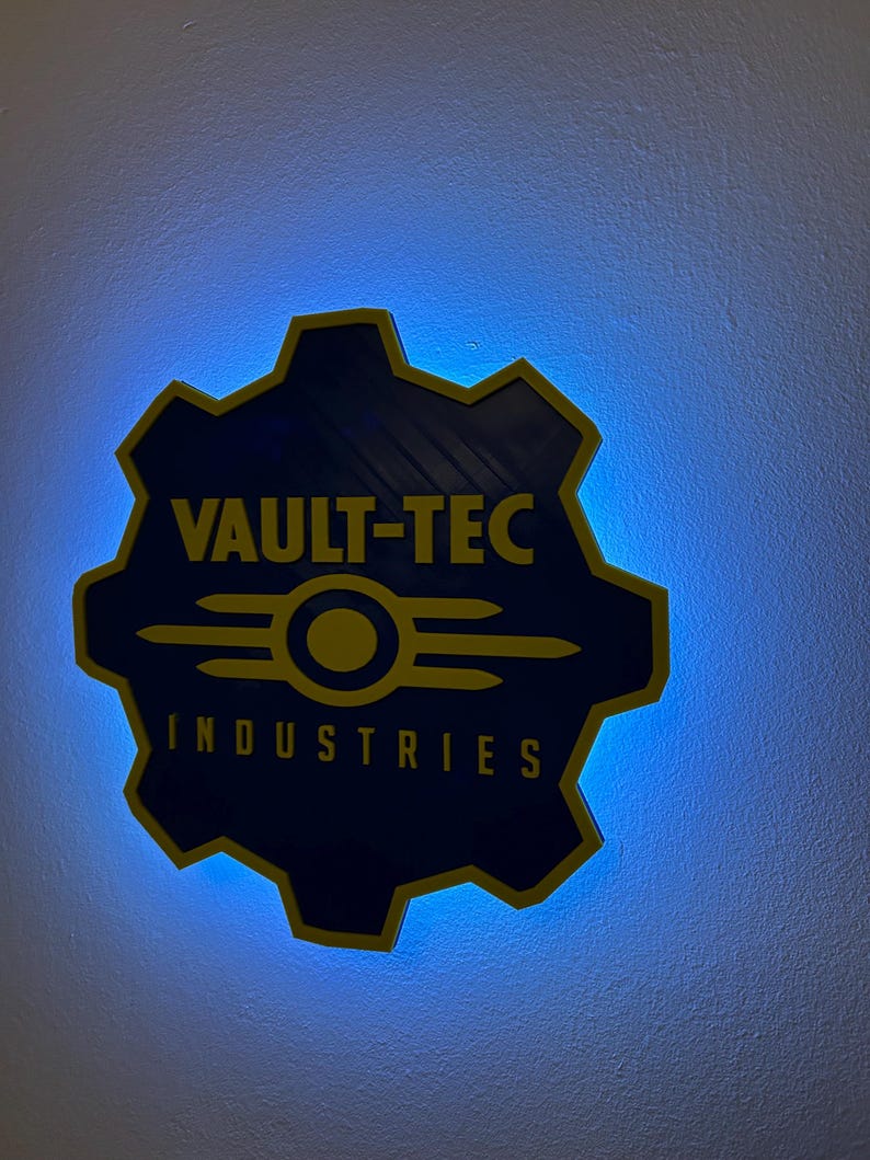 10” Vault Tec LED Wall Hanger Gear Logo Retro Art - Etsy