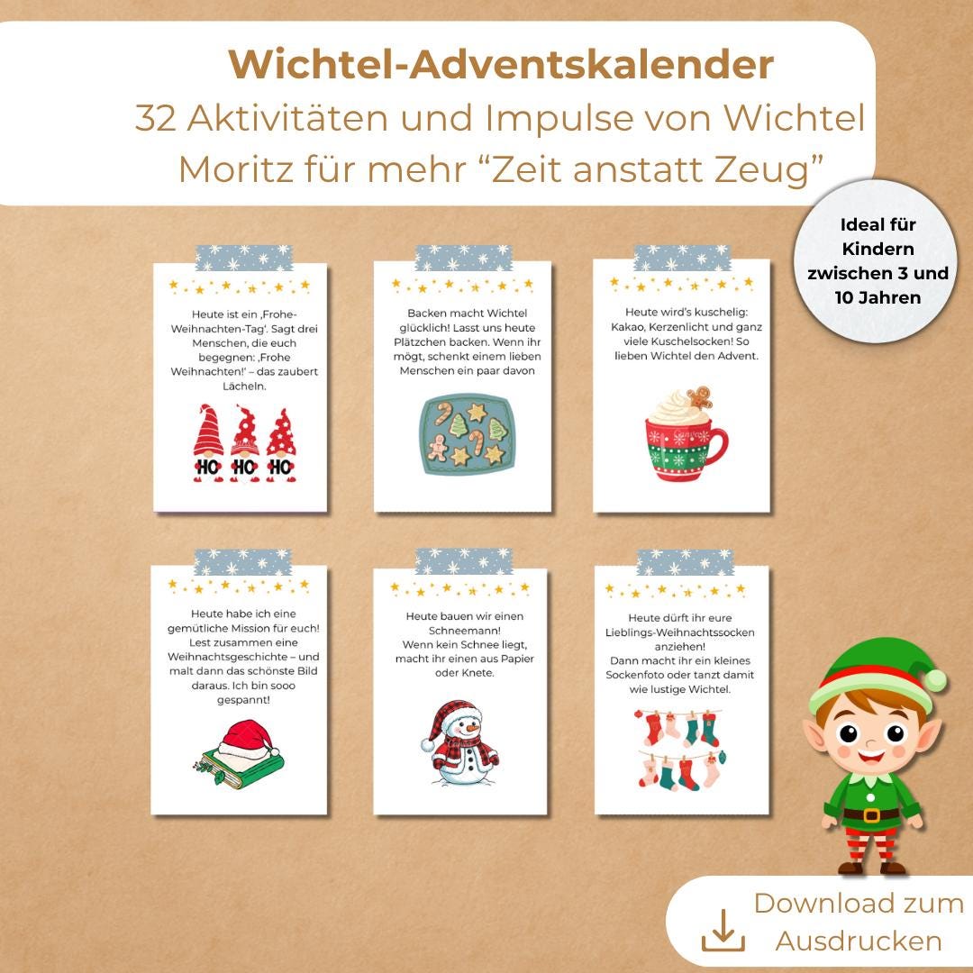 Elf Advent Calendar | 32 Elf Ideas to Print | DIY Kids' Advent Calendar ...