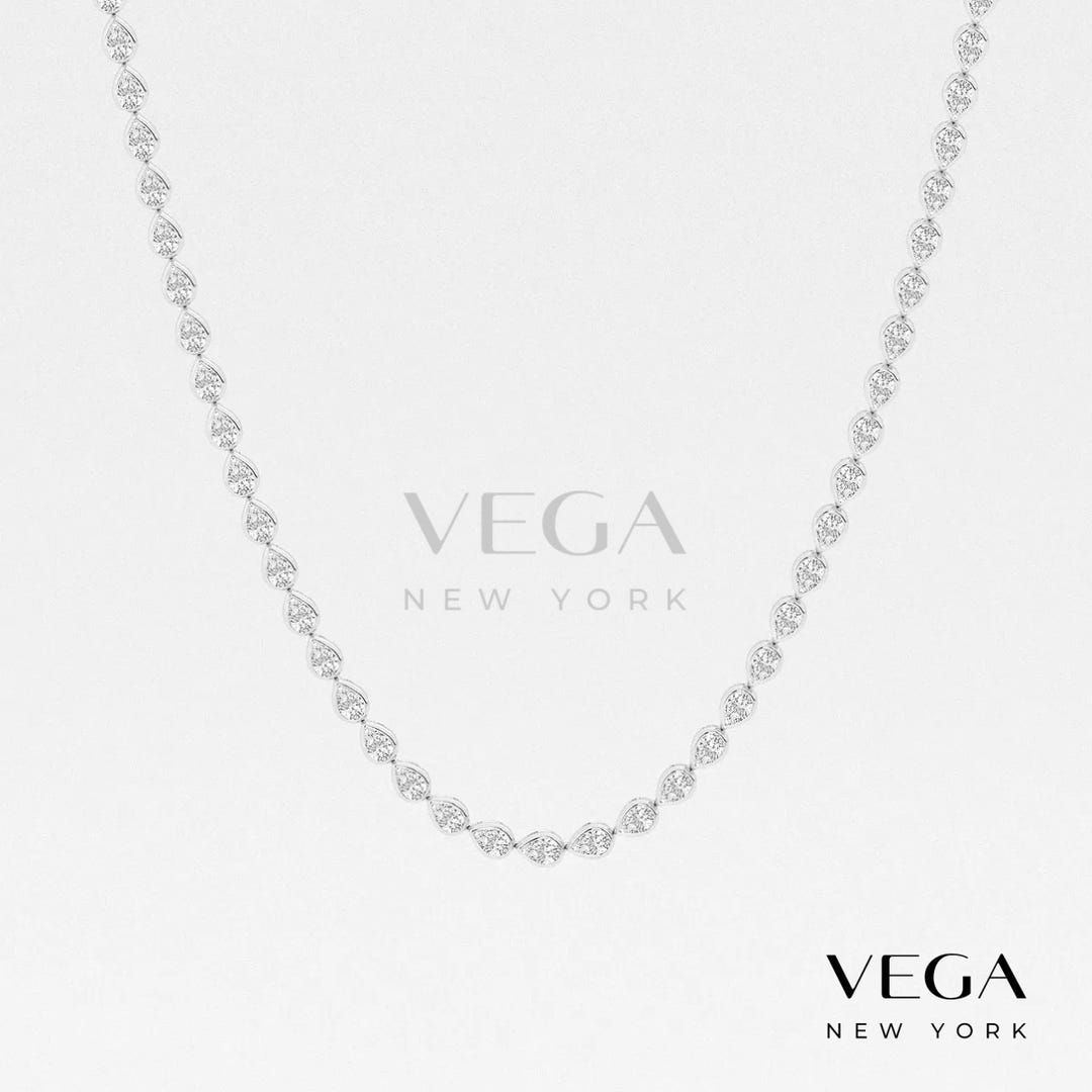 Pear Shape Diamond Necklace,lab Diamond Wedding Chain, Pear Shape ...