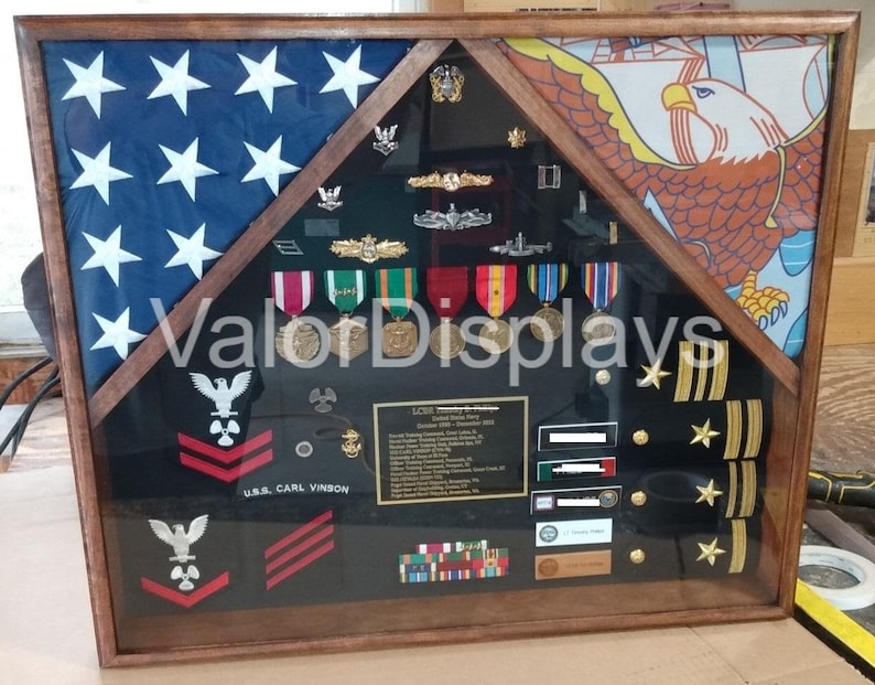 Shadowbox two-flag, Flag Display, Military Shadow Box, Air Force, Army ...