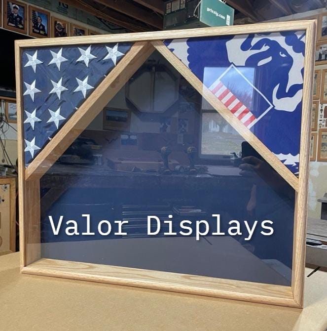 Shadowbox two-flag, Flag Display, Military Shadow Box, Air Force, Army ...