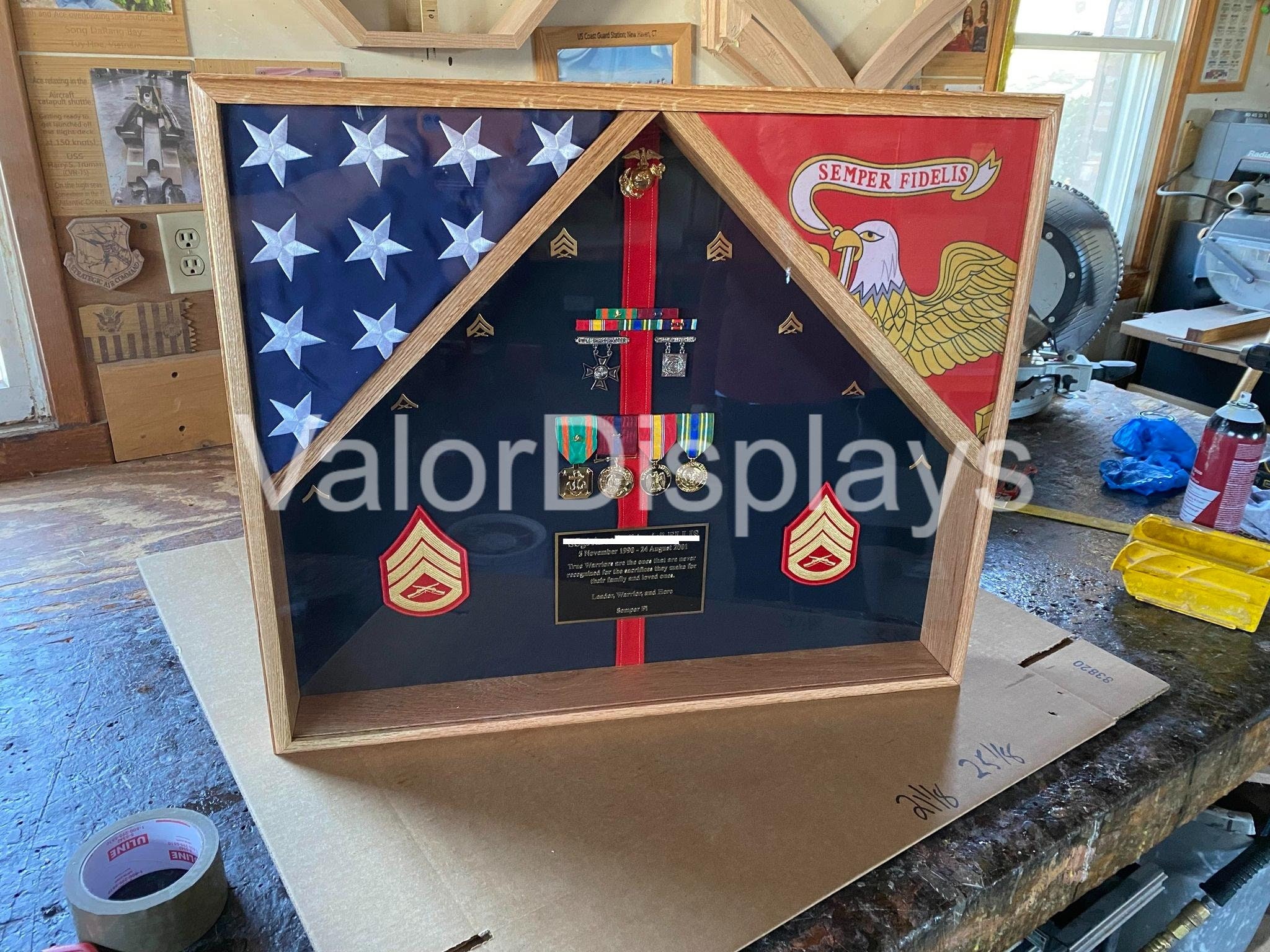 Shadowbox two-flag, Flag Display, Military Shadow Box, Air Force, Army ...
