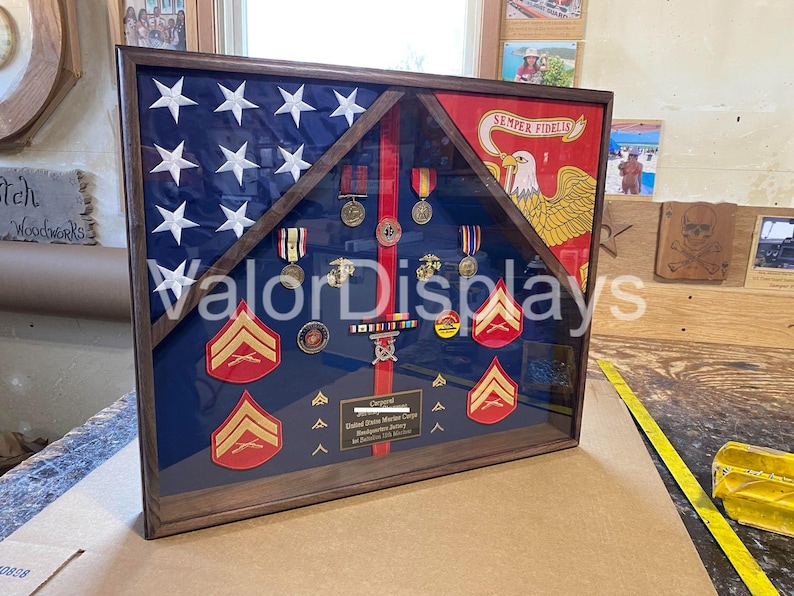 Shadowbox two-flag, Flag Display, Military Shadow Box, Air Force, Army ...