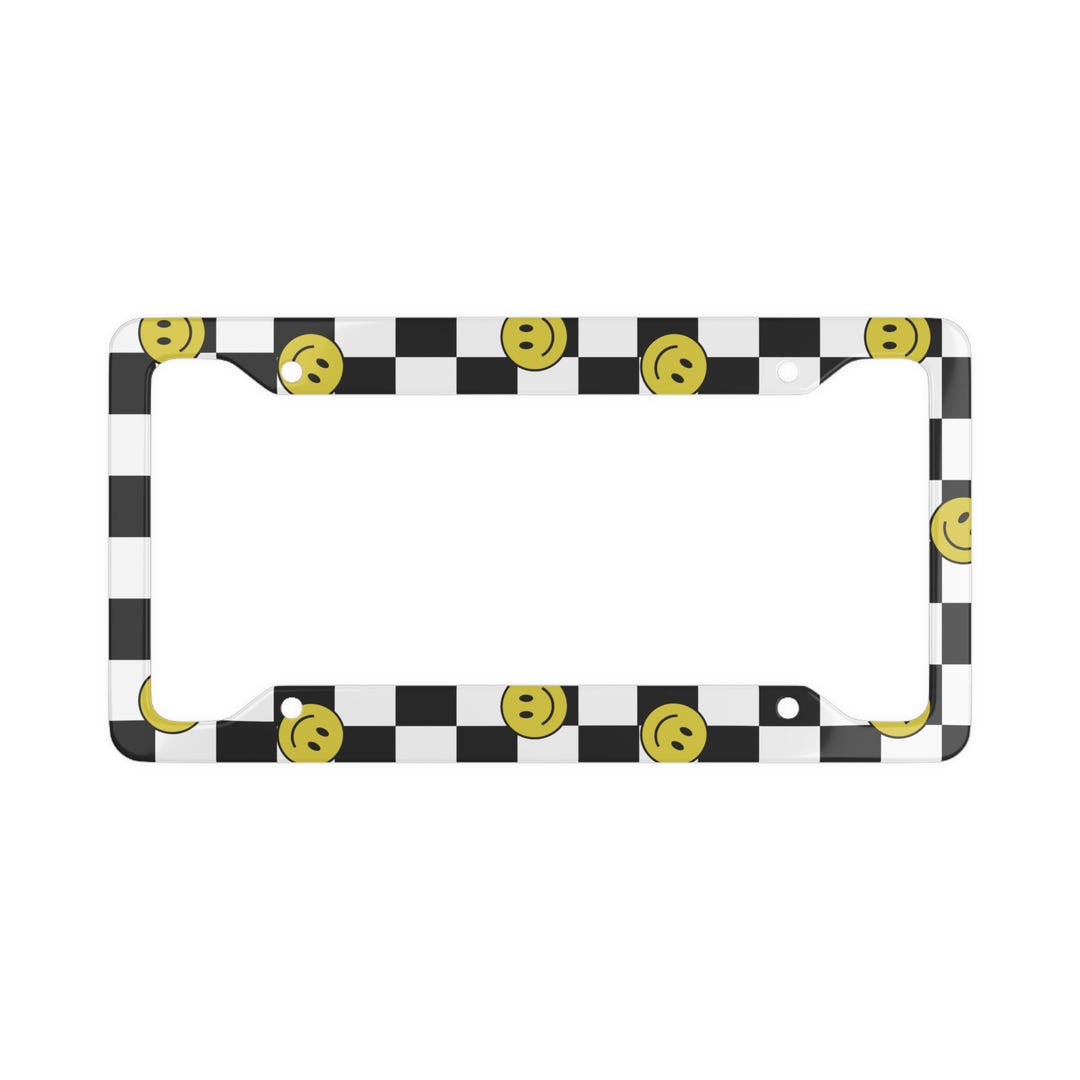 Checkered Smiley Face License Plate Frame - Etsy