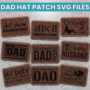 Dad Leather Hat Patch Svg Cut Files, Dad Patch Laser Cut File, Dad ...