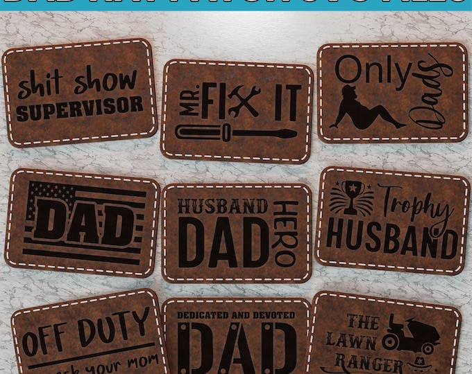 Dad Leather Hat Patch Svg Cut Files, Dad Patch Laser Cut File, Dad ...