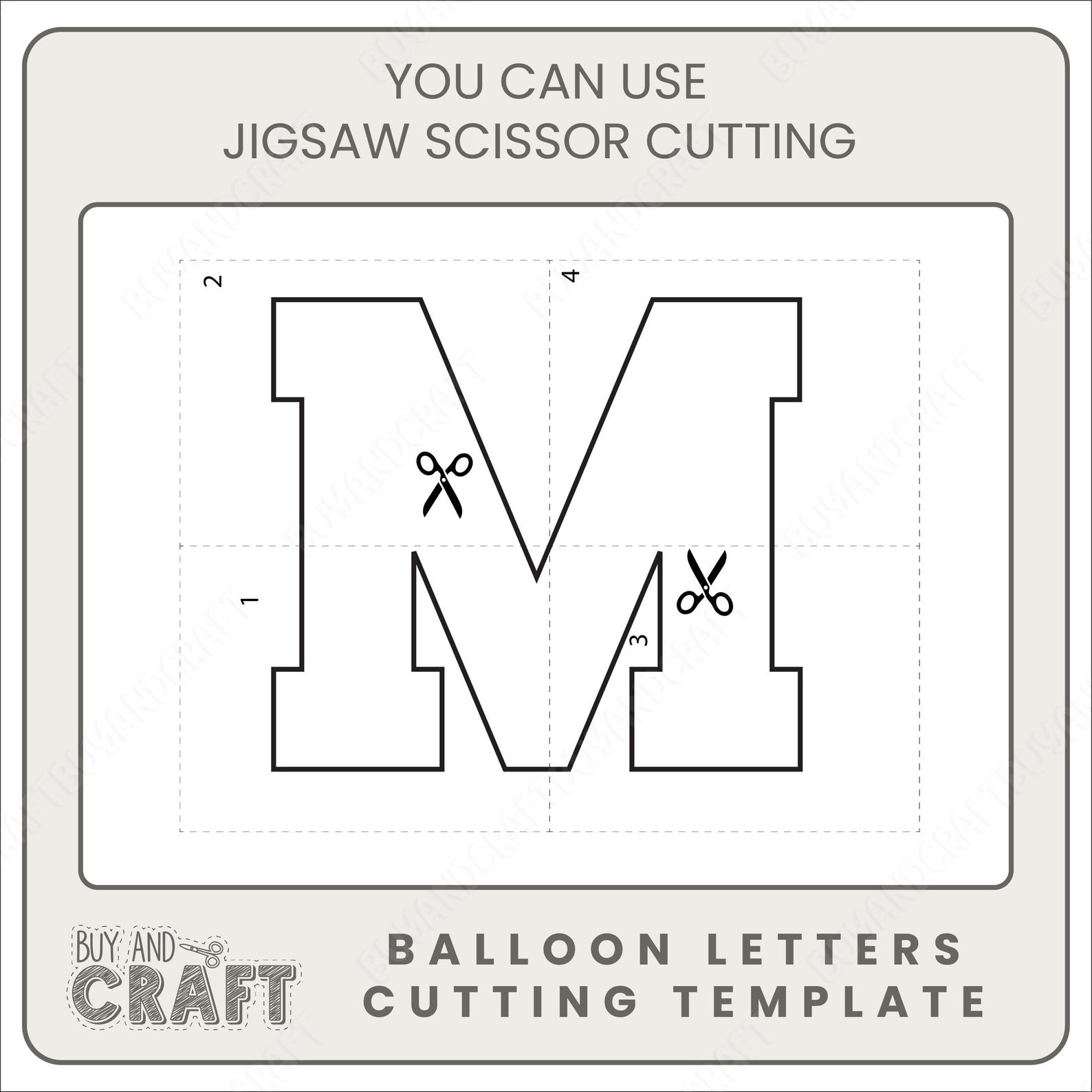 Letters Frame Template, Letters M Printable PDF, 1ft to 7ft Printable Template, Balloon Letter ...