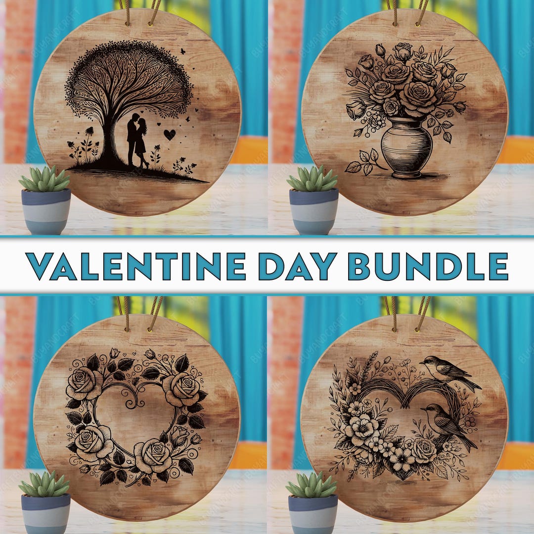 Valentine's Day Engraving SVG Bundle, Laser Cut File (digital Download ...
