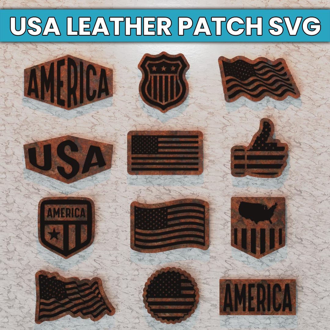 Leather Flag Patch Svg Files, America Patch Laser Cut Svg, Flag Patches ...