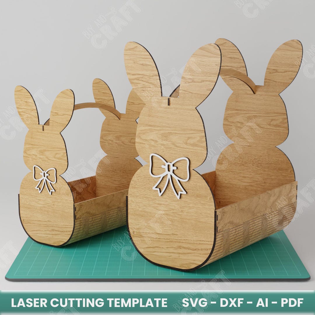 Easter Basket Laser Cut File, Flower Basket Svg, Easter Bunny Laser Cut ...