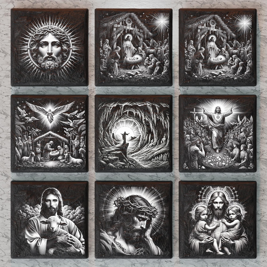 Jesus Slate Coaster PNG, Christian Slate Tiles Laser Engraving Design ...