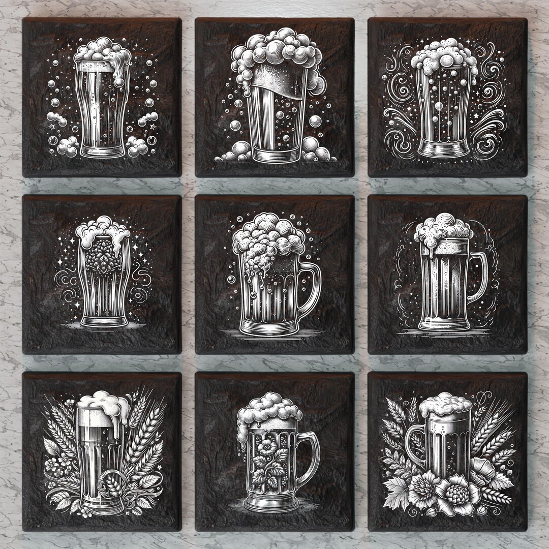 Beer Slate Coaster PNG, Beer Slate Tiles Laser Engraving Design, Laser ...