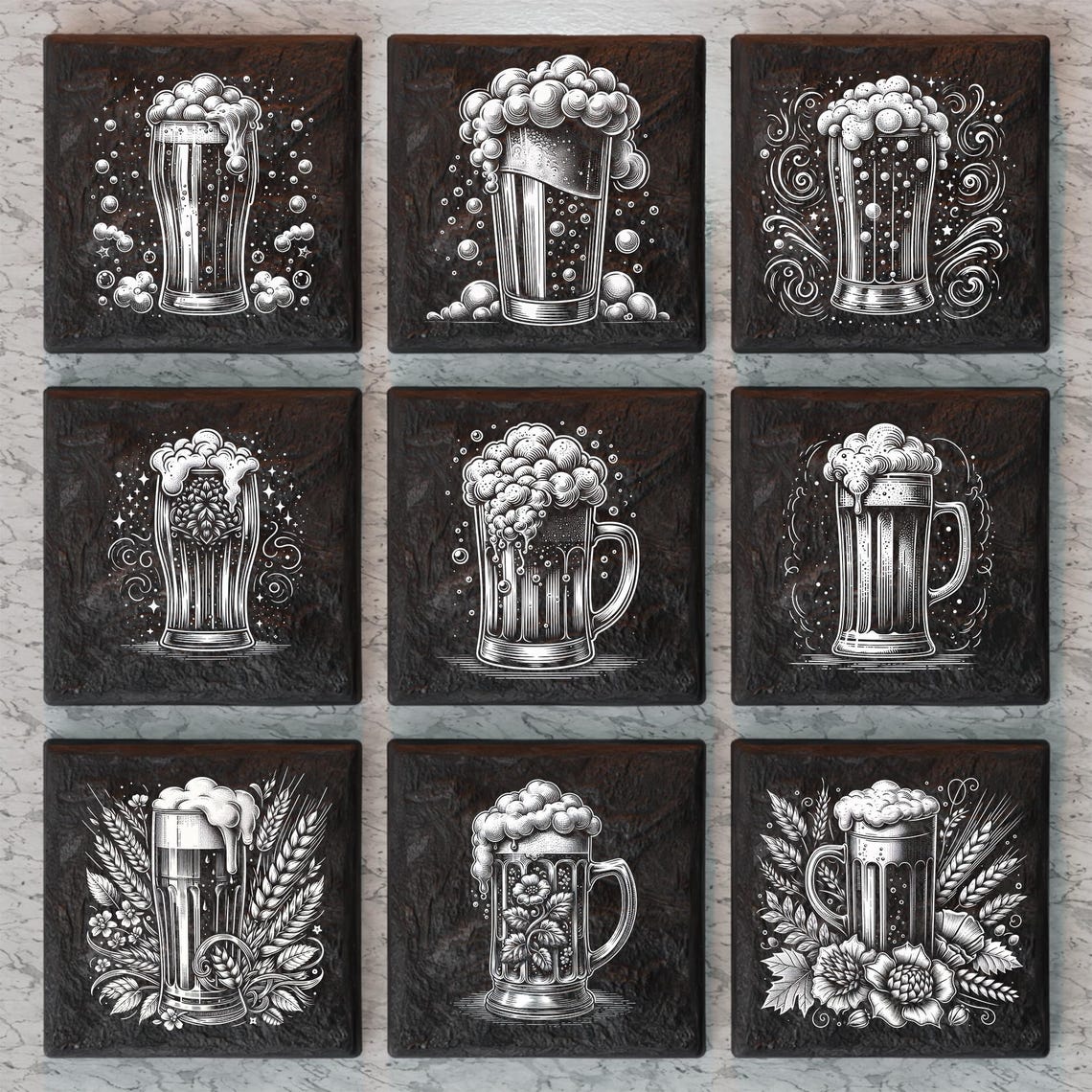 Beer Slate Coaster PNG, Beer Slate Tiles Laser Engraving Design, Laser ...