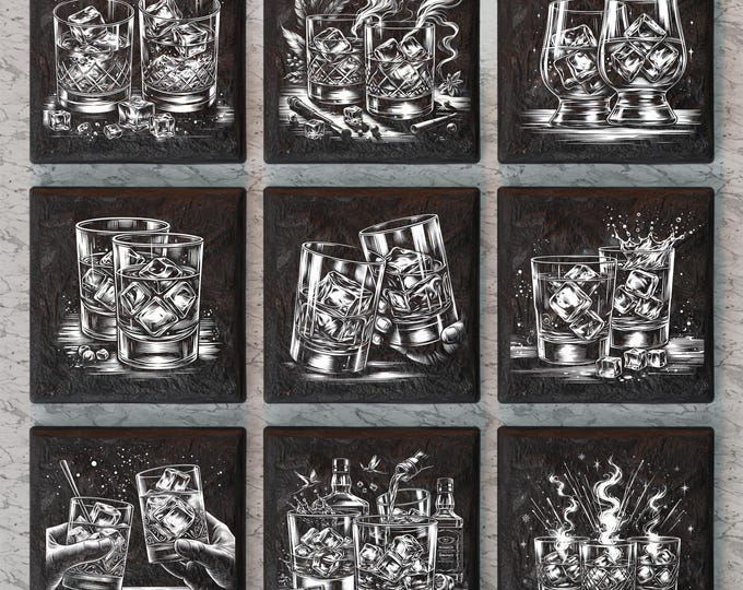 9 Whiskey Digital Files for Laser Engraving 4x4" Slate Coasters - Etsy ...
