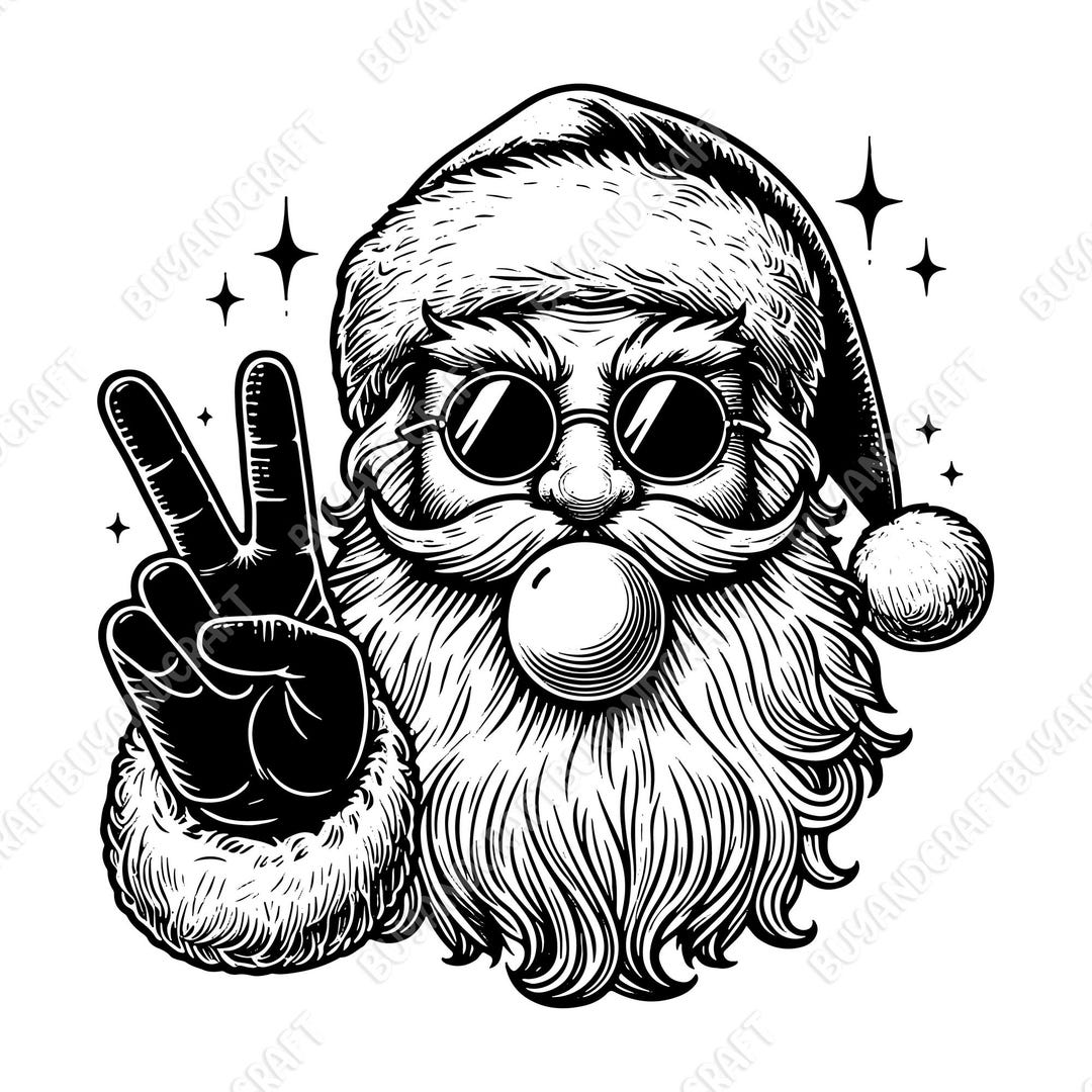 Santa Blowing Bubble Svg, Retro Christmas Svg, Merry Christmas Laser ...