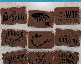 Fishing Leather Patch Svg Files, Fishing Hat Patch Laser Cut File, Fish ...