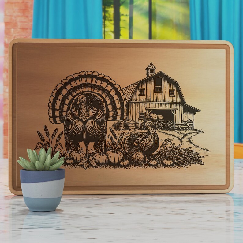 Thanksgiving Turkey Farm Laser Engraving SVG File, Wood Sign (digital ...