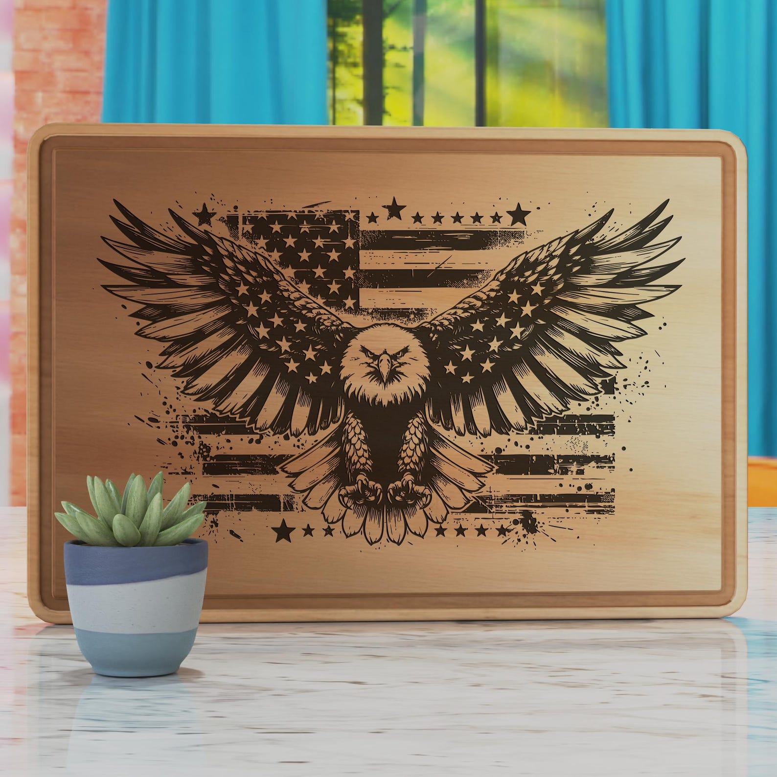 Eagle Laser Engraving File Bundle Svg, Cutting Board Svg, Wooden Sign ...