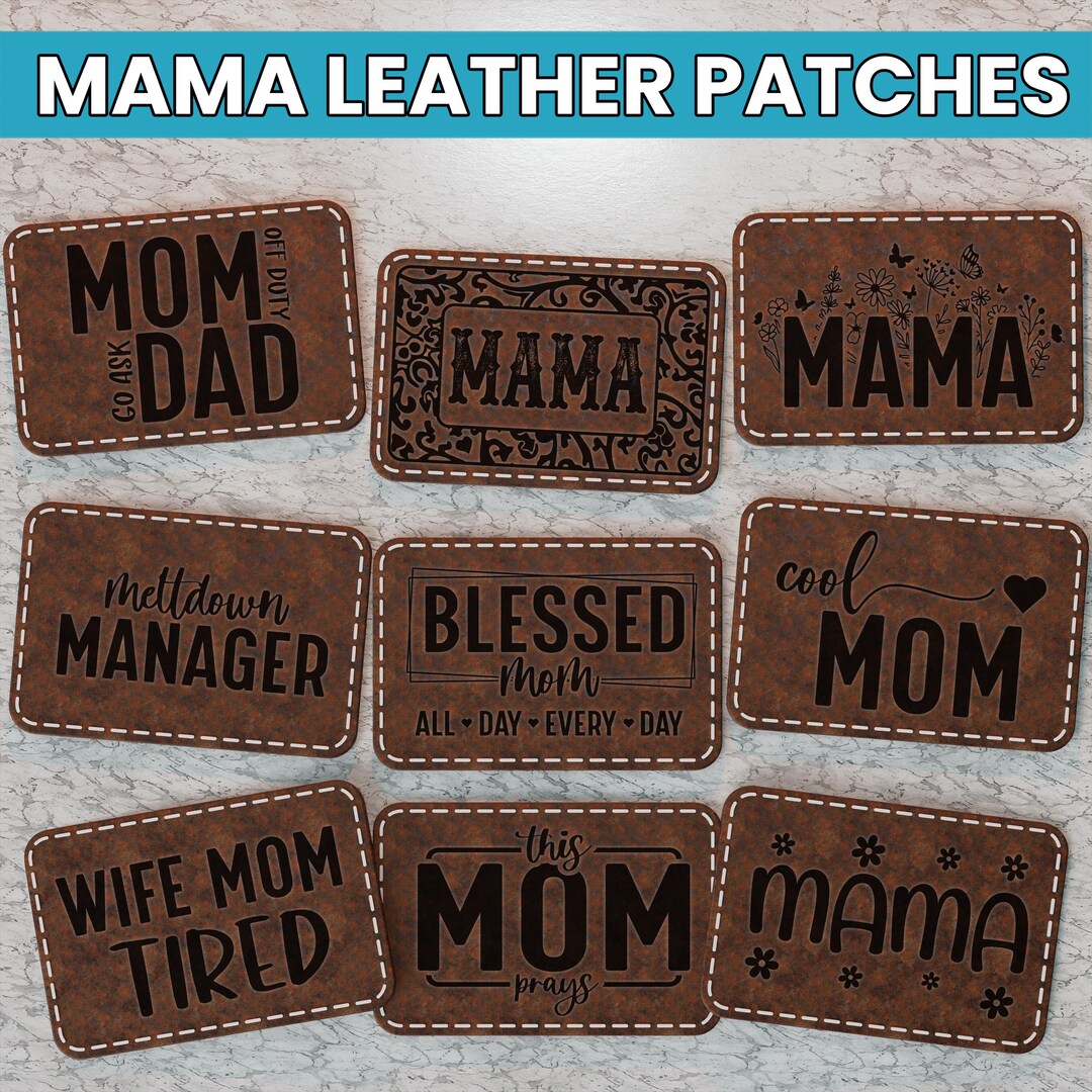 Mom Patch Svg Files, Mom Leather Hat Patch Laser Cut File, Mama Patches ...