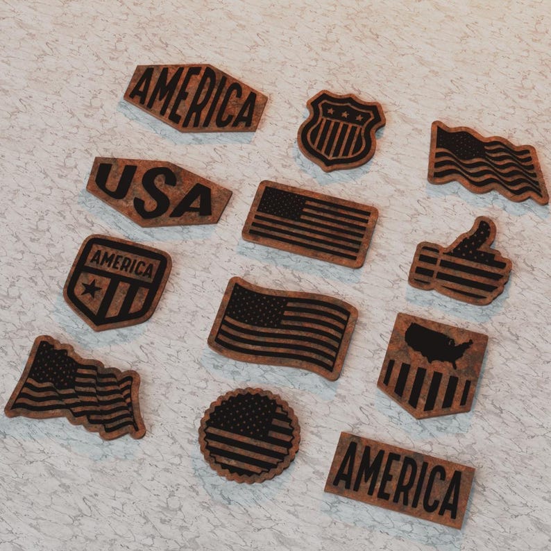 Leather Flag Patch Svg Files, America Patch Laser Cut Svg, Flag Patches ...