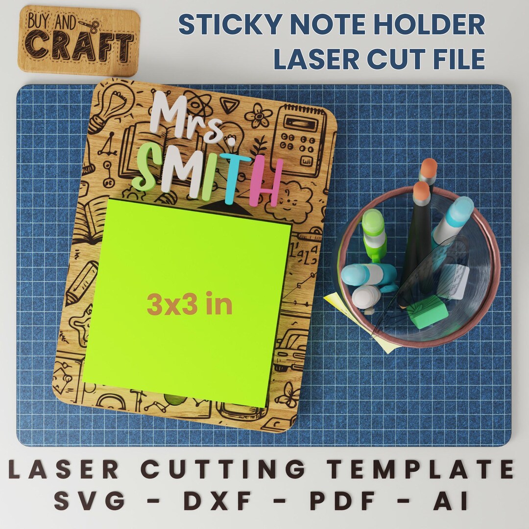 Teacher Sticky Note Holder Svg, Teacher Notepad Laser Cut File, Teacher ...