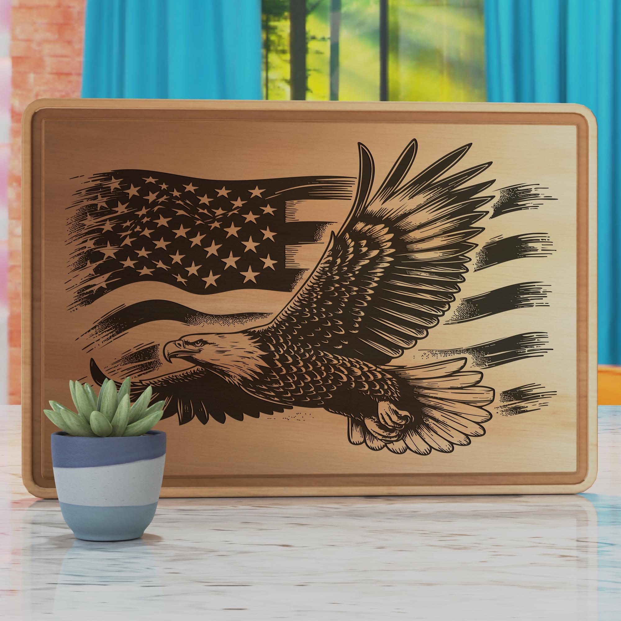 Eagle Laser Engraving File Bundle Svg, Cutting Board Svg, Wooden Sign ...