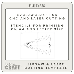 Christmas Tree & Reindeer Silhouette Template, Printable Decor (digital ...